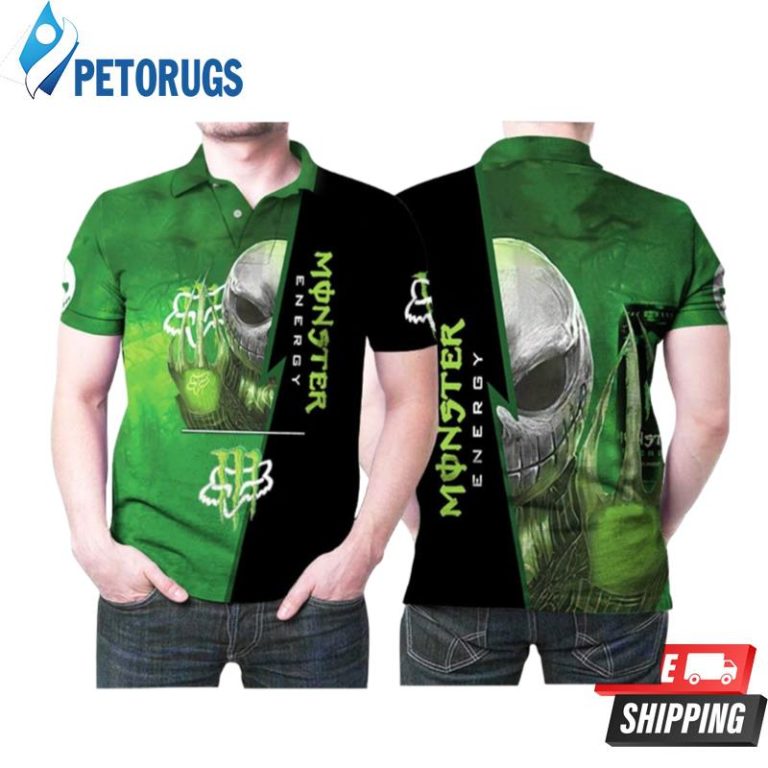 Jack Skellington Hold Monster Energy Logo Polo Shirt - Hot Sale 2024